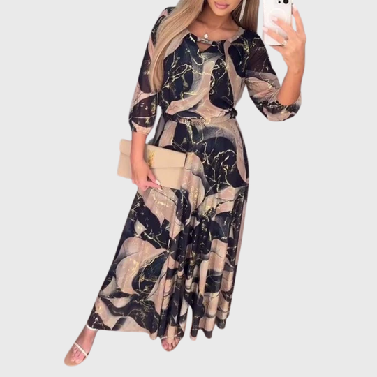 Chavelle | Elegantne mustriline šifoonkleit – Tiina Tallinn